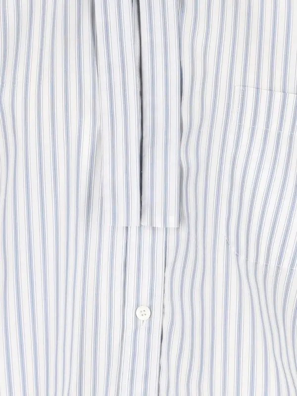 Prada Striped Cropped Shirt With Scarf Collar