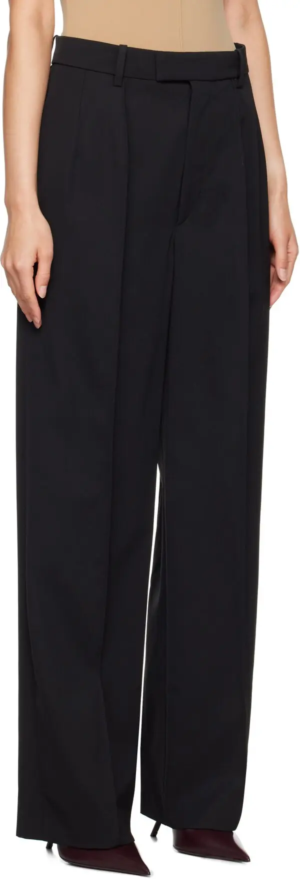 Wardrobe.NYC Twill Wide Leg Palazzo Pants - Black