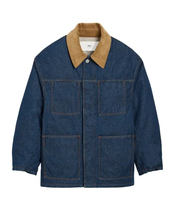 Ami Padded Denim Worker Jacket - Indigo