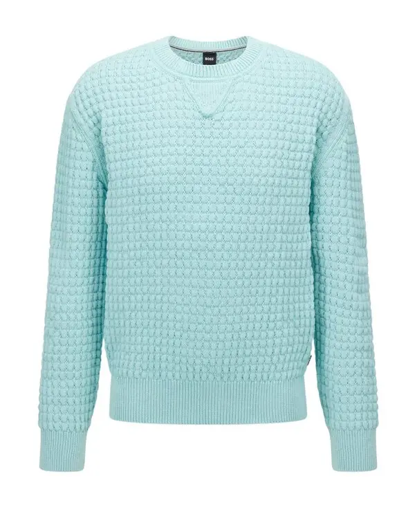 Hugo Boss Textured Round Neck Sweater - Blue