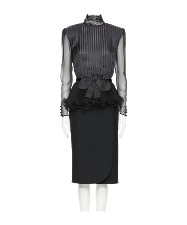 Valentino Garavani Long-sleeved High-collar Dress With Bow Detail
