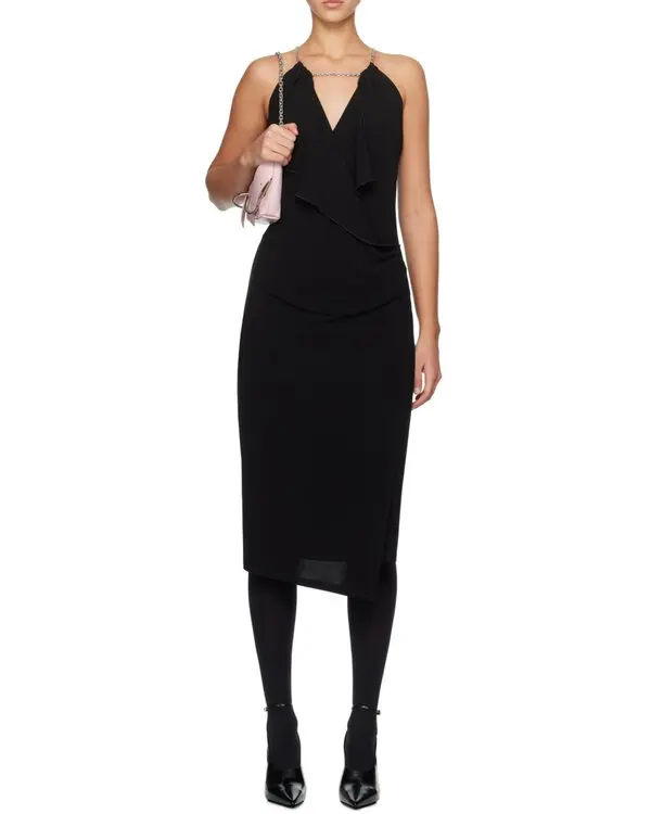 Givenchy Ruffled Halterneck Dress With Deep V Neckline