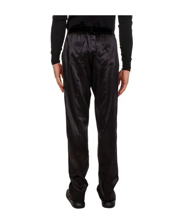 TOM FORD Logo Waistband Satin Pajama Trousers - Black