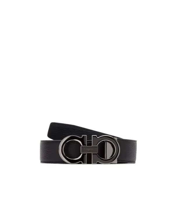 FERRAGAMO Gancini Double Buckle Belt - Black