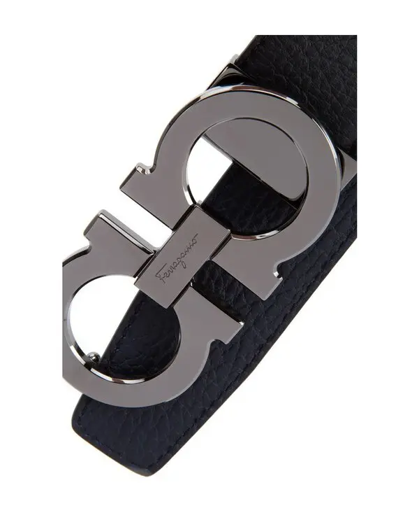 FERRAGAMO Gancini Double Buckle Belt - Black