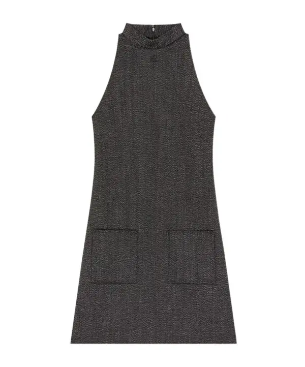 COURREGES Sleeveless A-line Dress With Embroidered Logo - Black