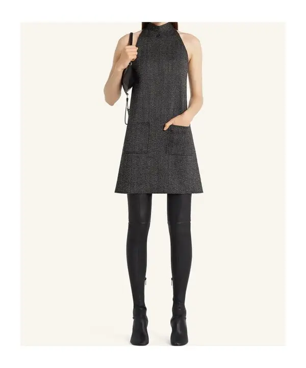 COURREGES Sleeveless A-line Dress With Embroidered Logo - Black