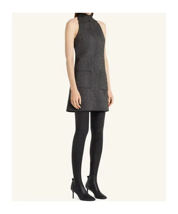 COURREGES Sleeveless A-line Dress With Embroidered Logo - Black