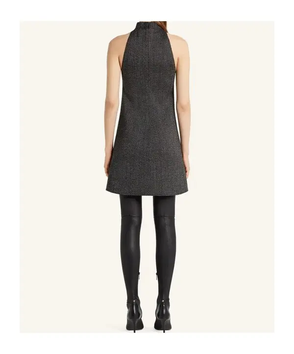 COURREGES Sleeveless A-line Dress With Embroidered Logo - Black