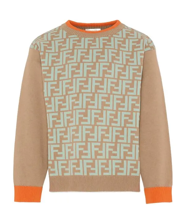 Fendi Ff Logo Crew Neck Long Sleeve Sweater