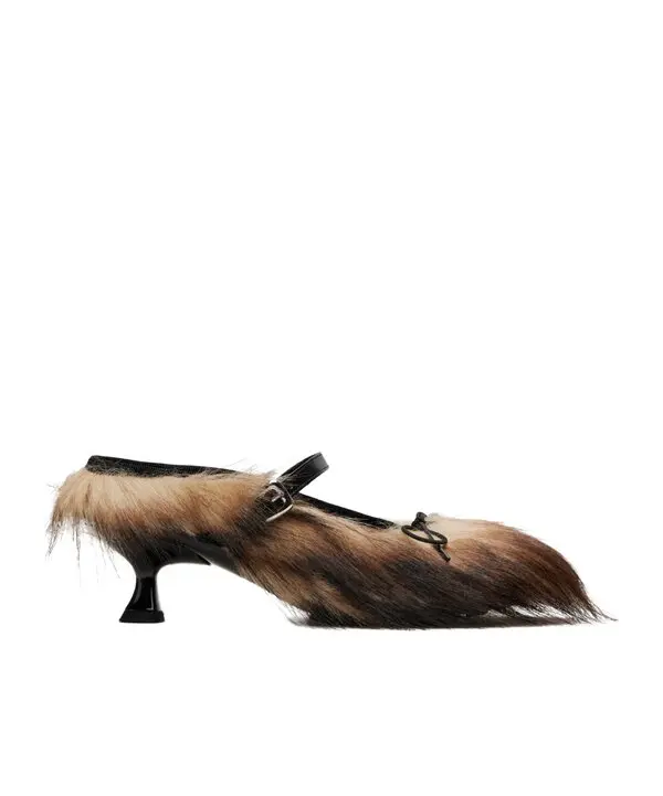 Simone Rocha Faux Fur Grip Mules - Black