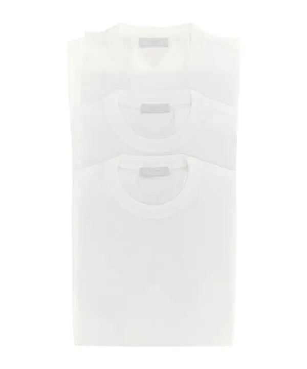 Prada Logo-patch Crewneck Three-pack T-shirts - White