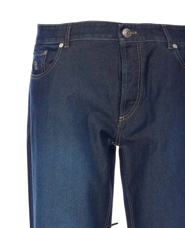 Brunello Cucinelli Logo Patch Turn-up Hem Jeans