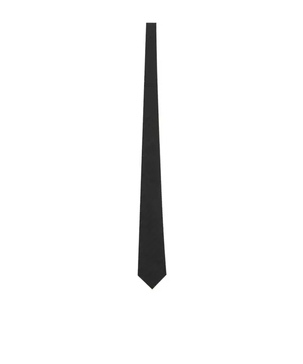 Saint Laurent Diagonal Striped Jacquard Wide Tie - Black
