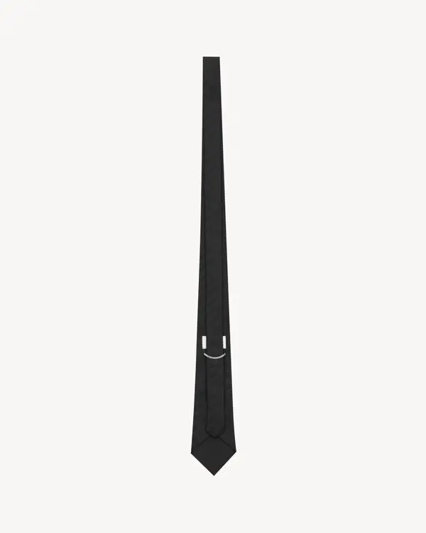 Saint Laurent Diagonal Striped Jacquard Wide Tie - Black