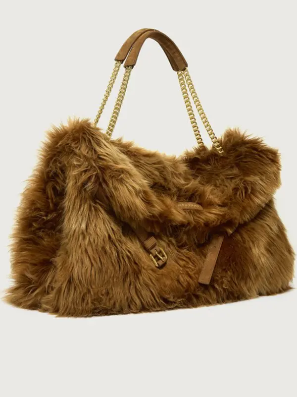 Orciani Chain Linked Faux Fur Tote Bag