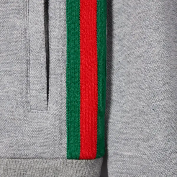 Gucci Logo Embroidered Zip-up Track Jacket - Grey
