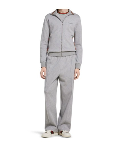 Gucci Logo Embroidered Zip-up Track Jacket - Grey
