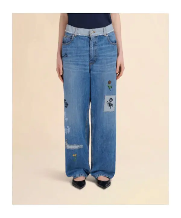 Marni Embroidered Denim Jeans - Blue