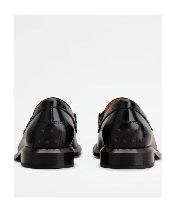 TOD'S Round Toe Loafers With T-shaped Metal Detail