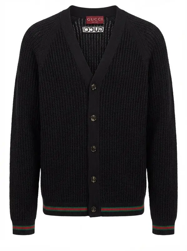 Gucci Logo Embroidered Button-up Cardigan - Black