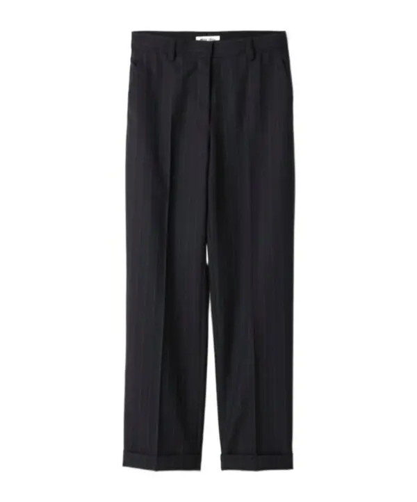 Miu Miu Straight Leg Pinstripe Trousers - Black