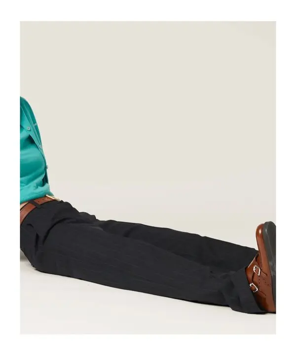 Miu Miu Straight Leg Pinstripe Trousers - Black