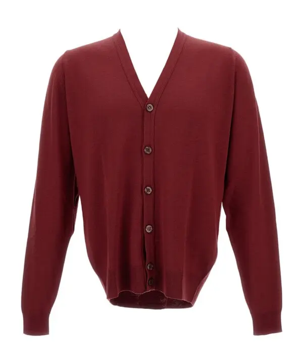John Smedley Long Sleeved V-neck Cardigan - Brown