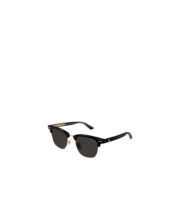 Montblanc Square Frame Sunglasses With Gold Tone Accents - Black