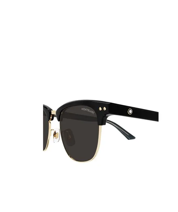 Montblanc Square Frame Sunglasses With Gold Tone Accents - Black