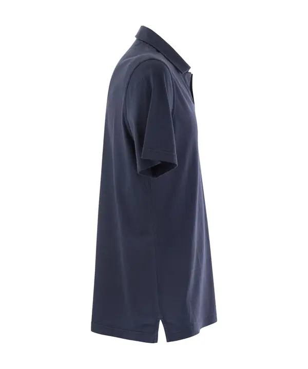 Fedeli Open Neck Polo Shirt - Blue