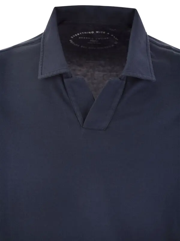 Fedeli Open Neck Polo Shirt - Blue