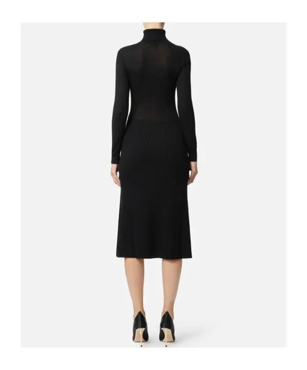 Elisabetta Franchi Long-sleeved Ribbed Midi Dress