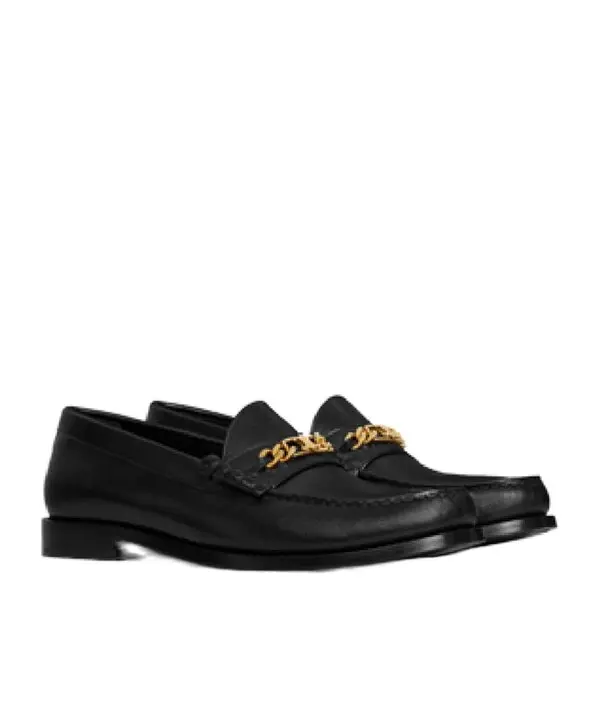 Celine Luco Triomphe Chain Loafer In Calfskin - Black