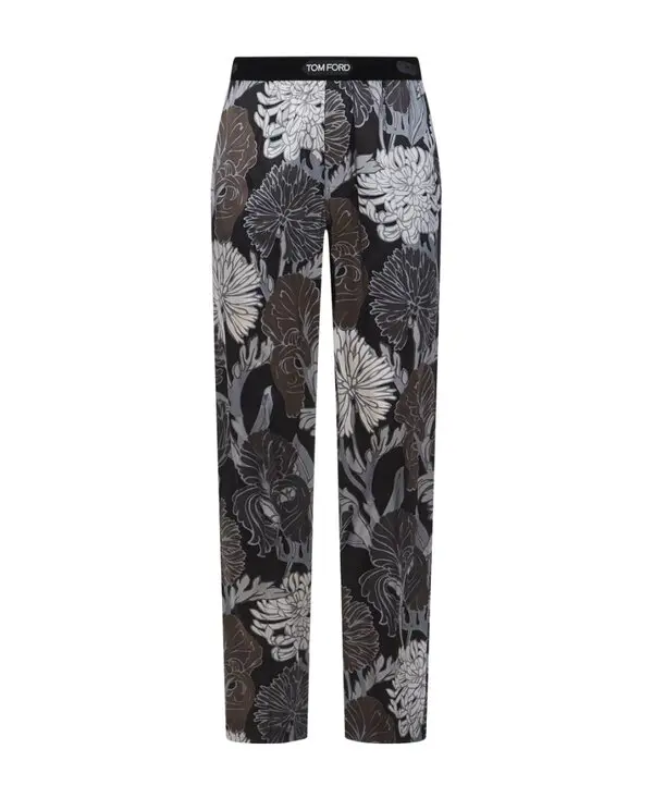 TOM FORD Floral-printed Flared Trousers - Black
