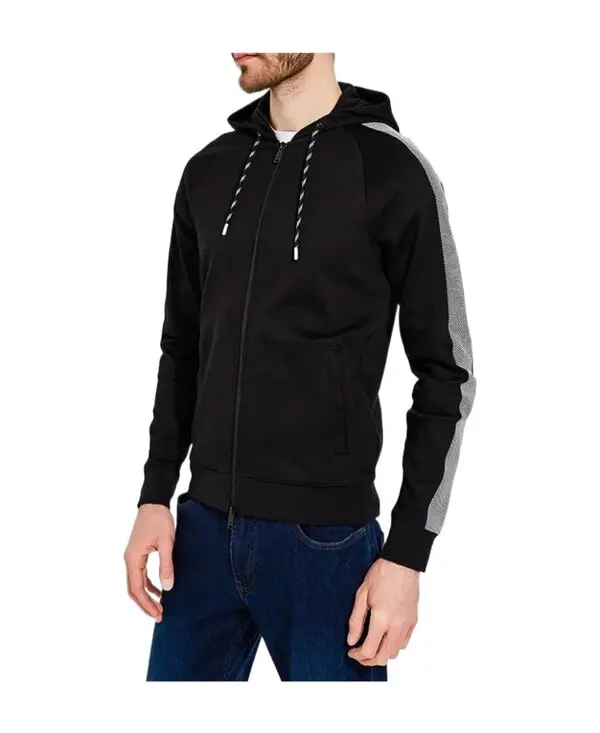 Emporio Armani Logo Detail Zip-up Hooded Coat