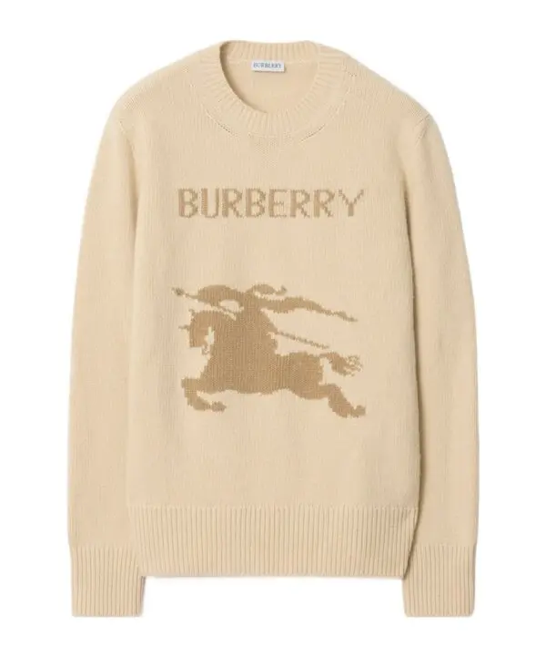 Burberry Logo Intarsia-knit Crewneck Jumper - Nutmeg