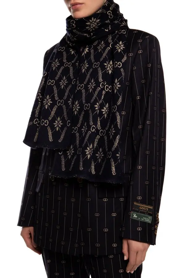 Gucci Navy Blue Scarf