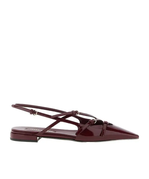 Miu Miu Pointed Toe Slingback Ballerinas - Red
