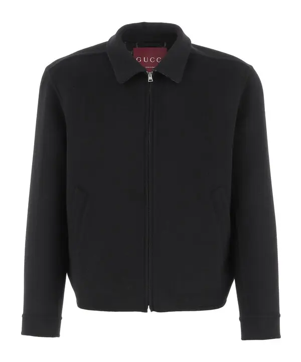 Gucci Collared Zip-up Jacket - Black