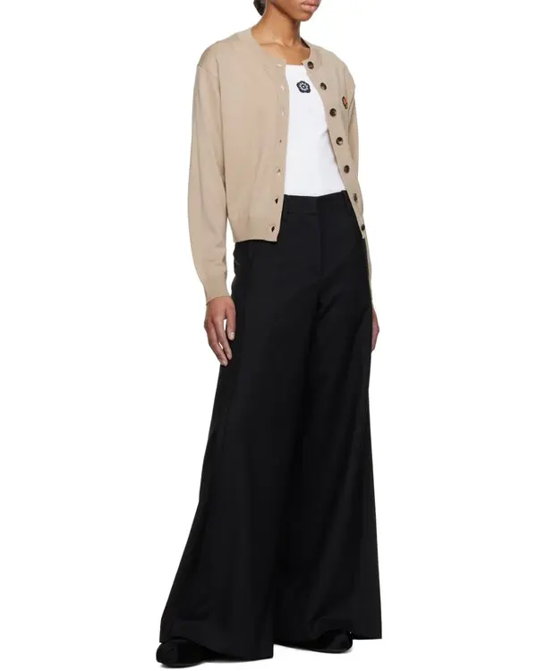 Kenzo Pop Embroidered Merino Wool Crewneck Cardigan
