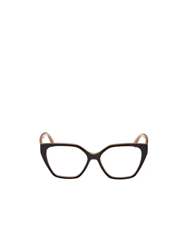 Max Mara Geometric Frame Glasses - Light Brown/monochrome