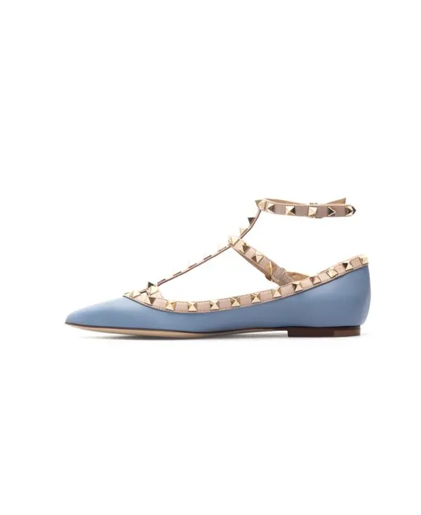 Valentino Garavani Rockstud Ballerina Flats With Ankle Straps