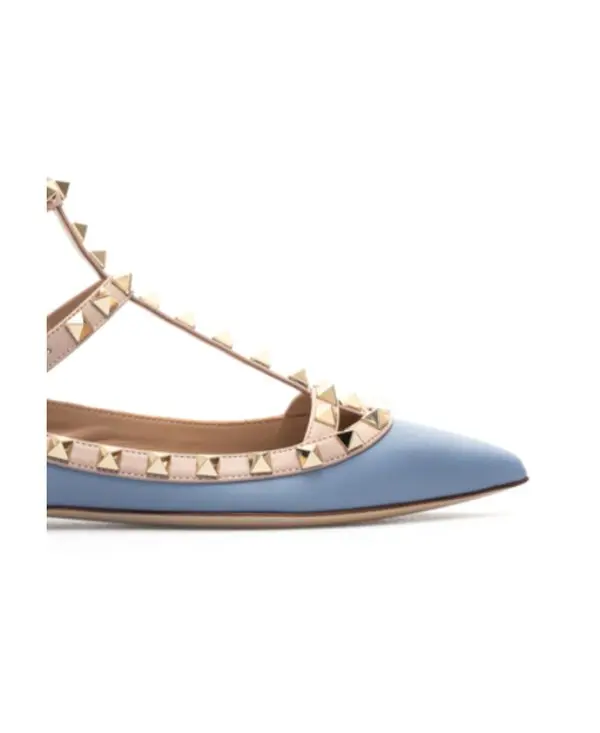 Valentino Garavani Rockstud Ballerina Flats With Ankle Straps