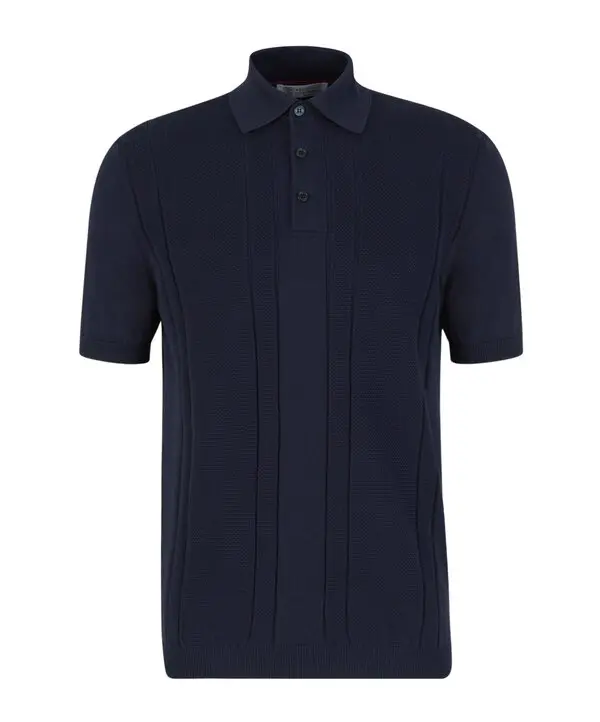 Brunello Cucinelli Short Sleeved Open-knitted Polo Shirt