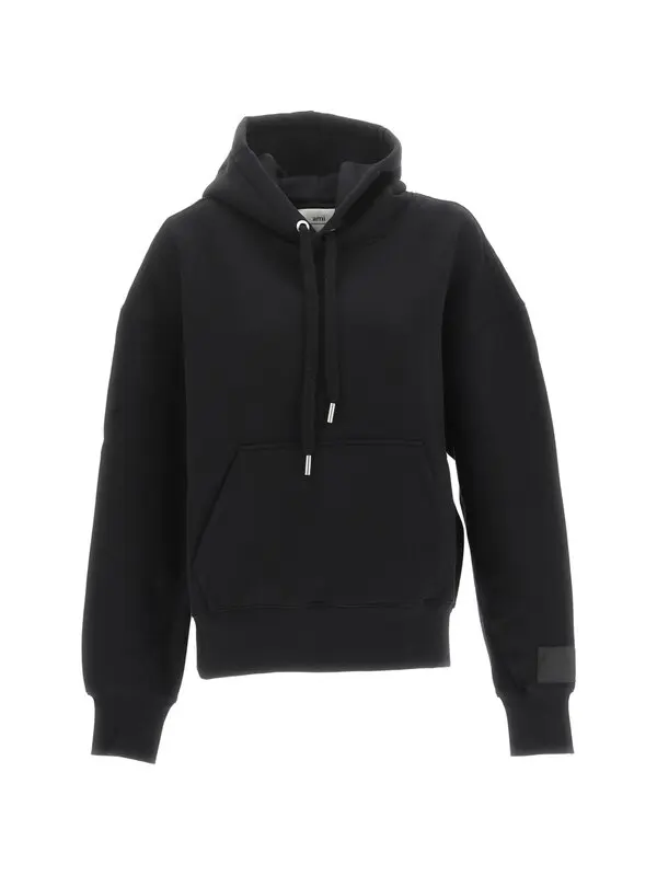 AMI Paris Long-sleeved Drawstring Hoodie - Black