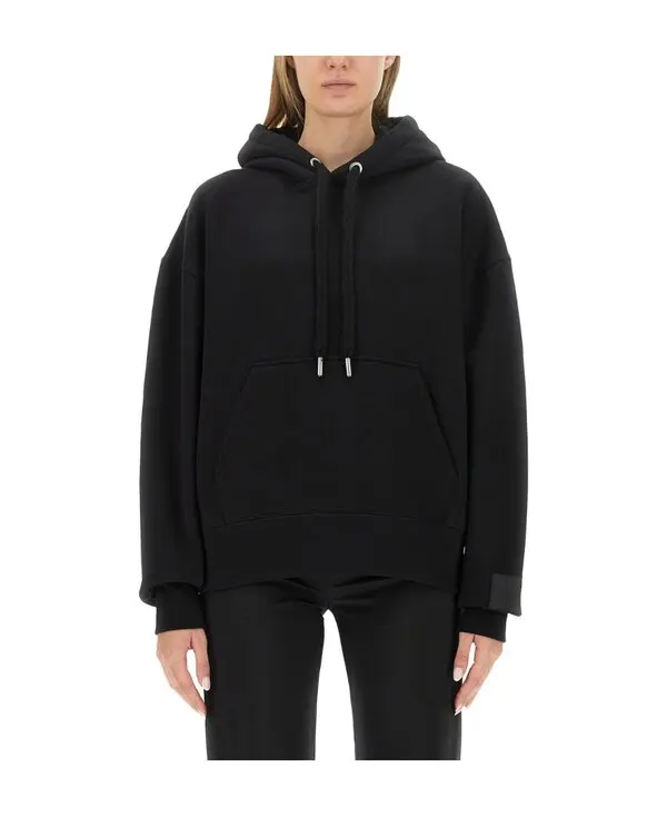 AMI Paris Long-sleeved Drawstring Hoodie - Black