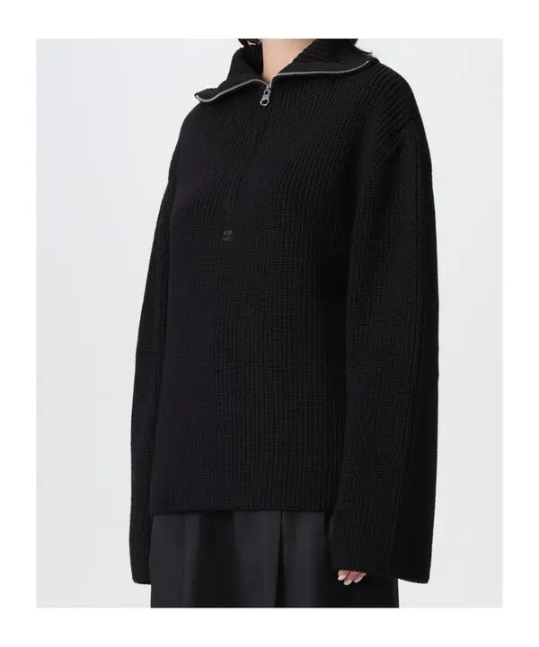 COURREGES Courrèges Half-zip Ribbed Knit Jumper