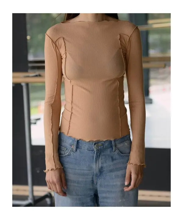 BASERANGE Long Sleeve T-shirt With Ruffles