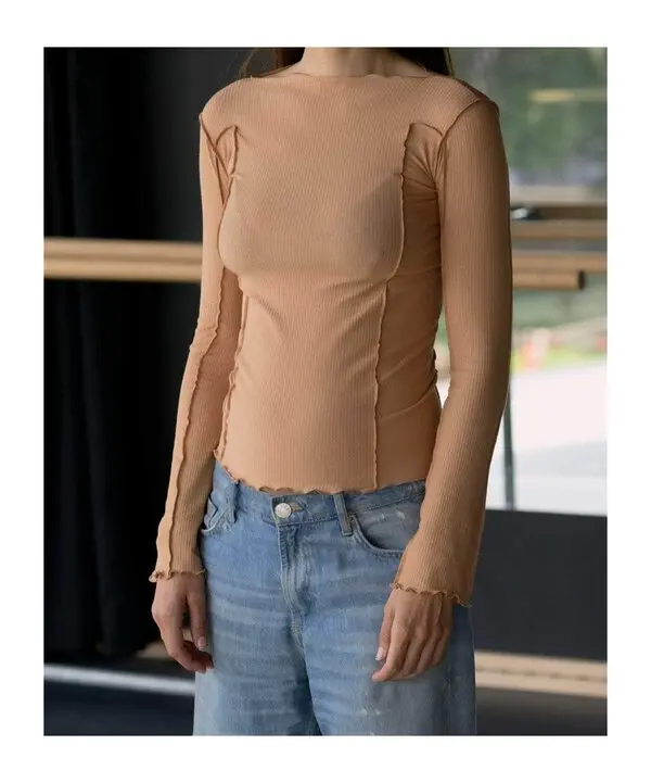 BASERANGE Long Sleeve T-shirt With Ruffles